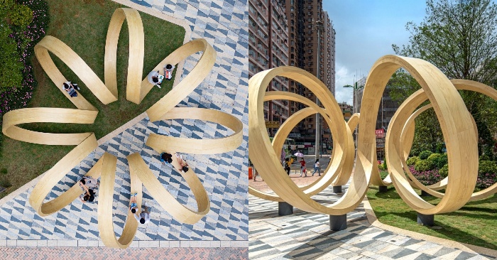 The public is invited to lounge and play at the same time in a wooden ...